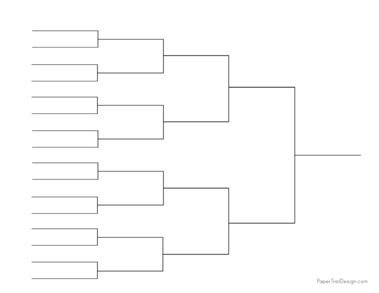 Tournament Bracket Templates - Single Elimination - Paper Trail Design