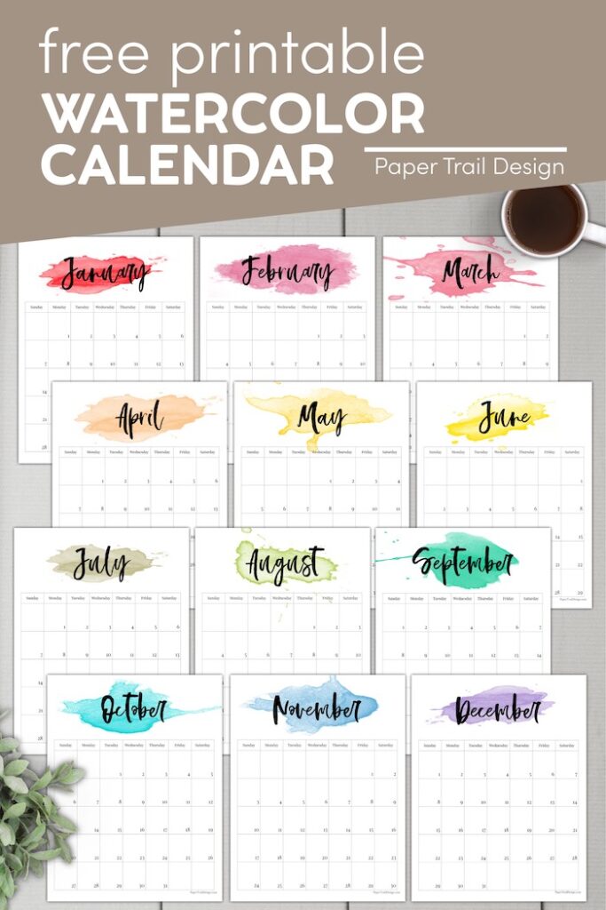 2024 Printable Calendar – Watercolor - Paper Trail Design