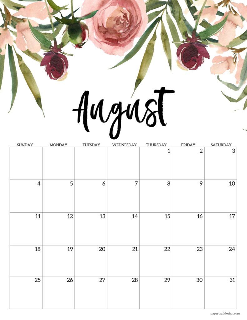 Free 2024 Calendar Printable – Floral - Paper Trail Design