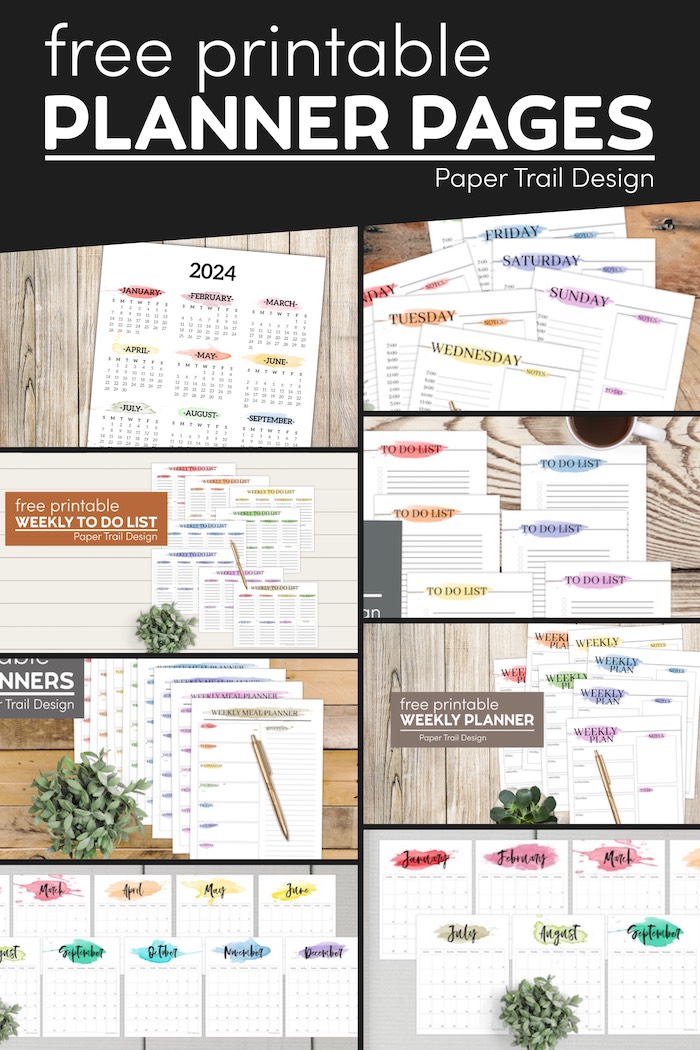 Free Printable Planner Pages - Watercolor Design - Paper Trail Design