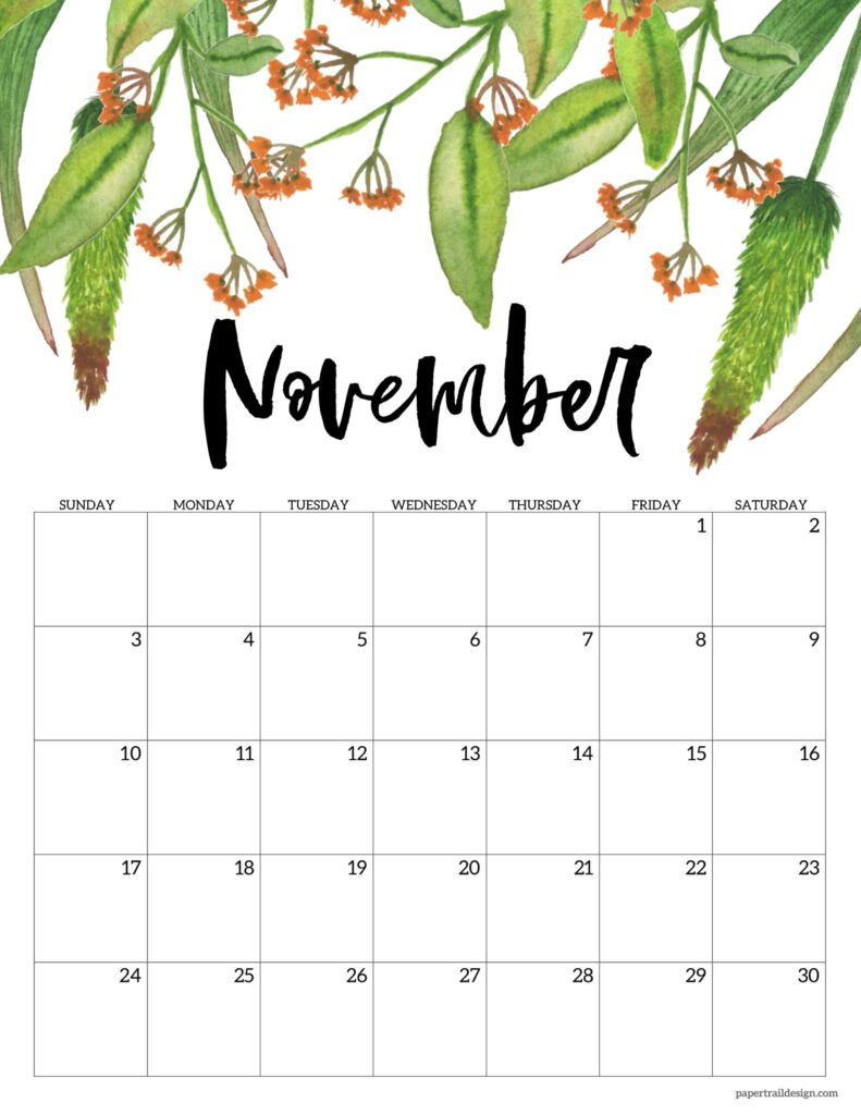 Free Printable 2024 Floral Calendar - Paper Trail Design