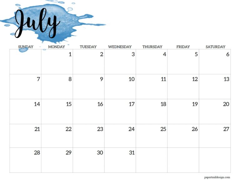 2024 Calendar Printable – Watercolor - Paper Trail Design