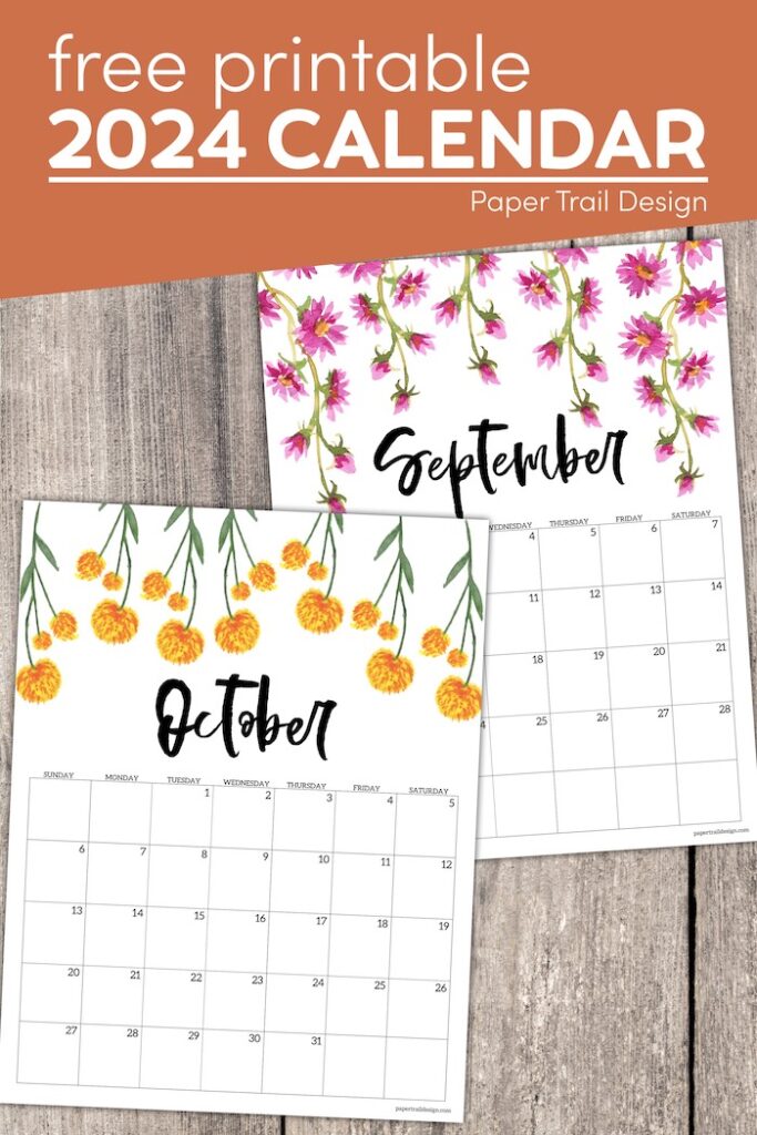 Free Printable 2024 Floral Calendar - Paper Trail Design