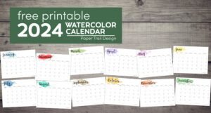 2024 Calendar Printable – Watercolor - Paper Trail Design