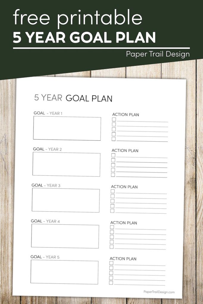 Free Printable 5 Year Plan Template - Paper Trail Design