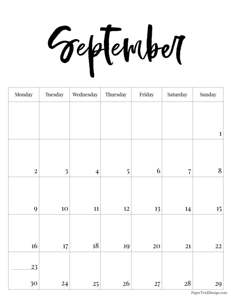 Vertical 2024 Monday Start Calendar - Paper Trail Design