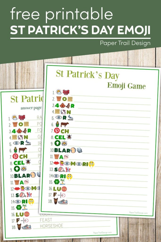 St Patrick's Day Emoji Activity - Paper Trail Design