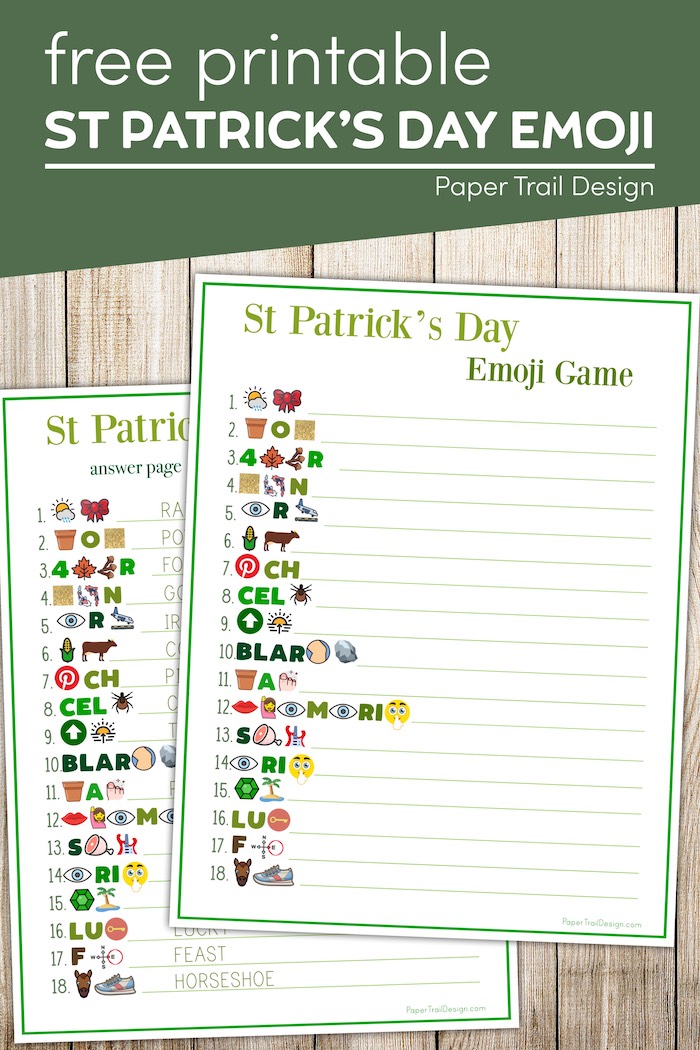 St Patrick's Day Emoji Activity - Paper Trail Design