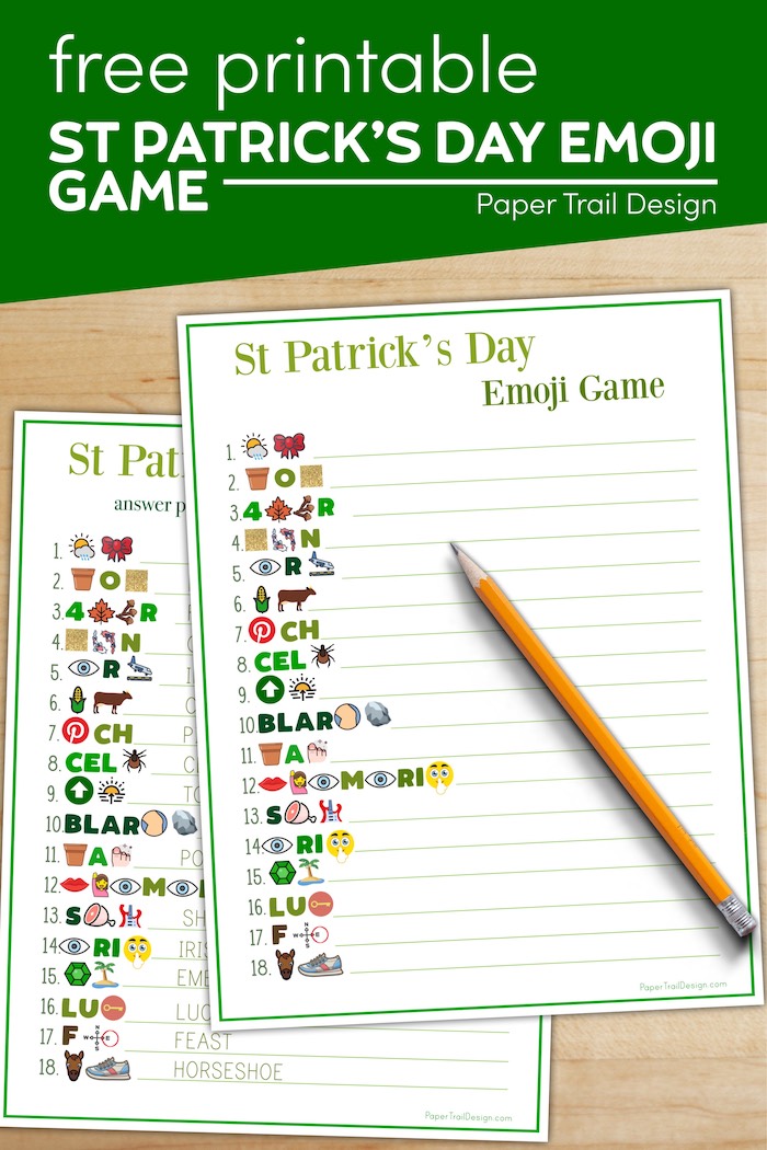 St Patrick's Day Emoji Activity - Paper Trail Design