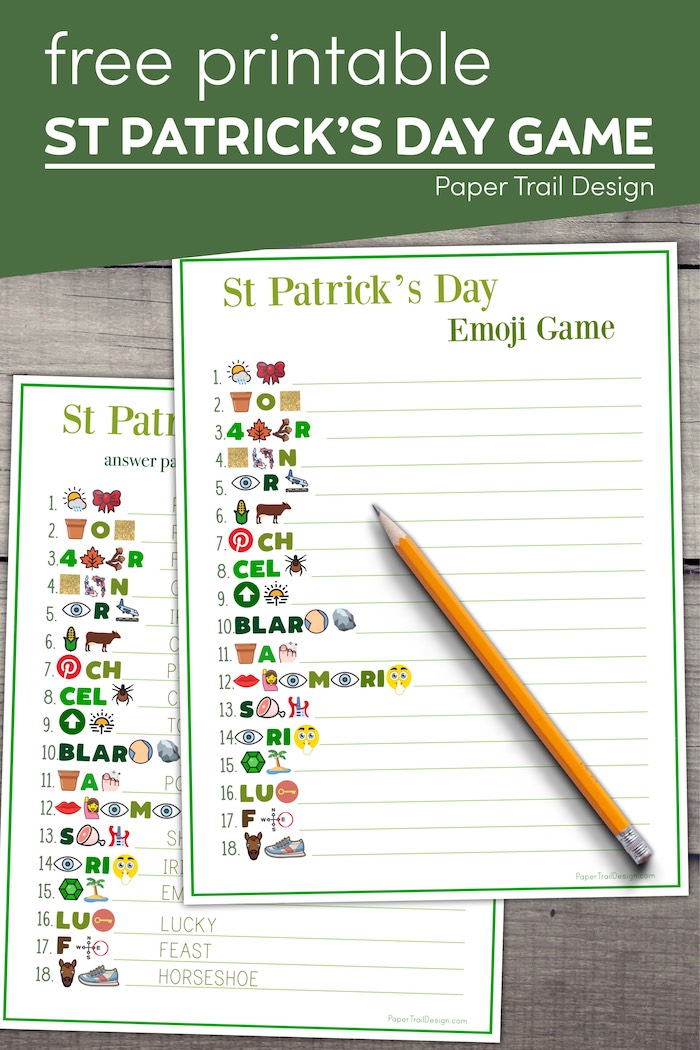 St Patrick's Day Emoji Activity - Paper Trail Design
