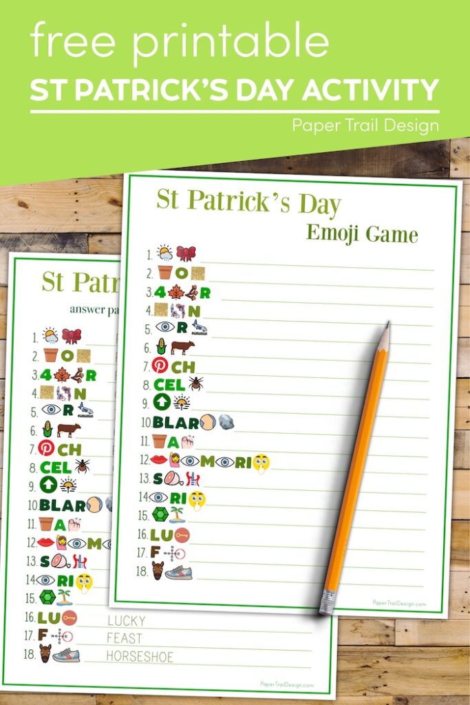 St Patrick's Day Emoji Activity - Paper Trail Design