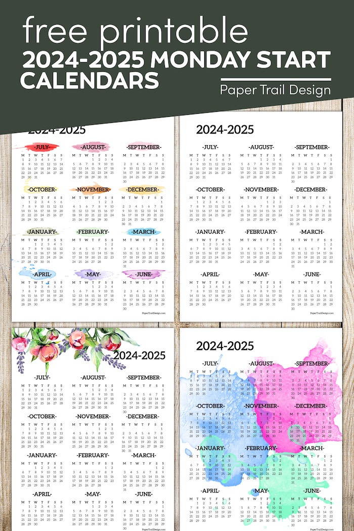 2024-2025 School Year Calendar Free Printable - Paper Trail Design