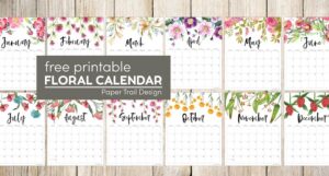 Free Printable 2025 Floral Calendar - Paper Trail Design