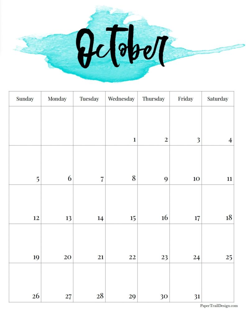 2025 Printable Calendar - Watercolor - Paper Trail Design