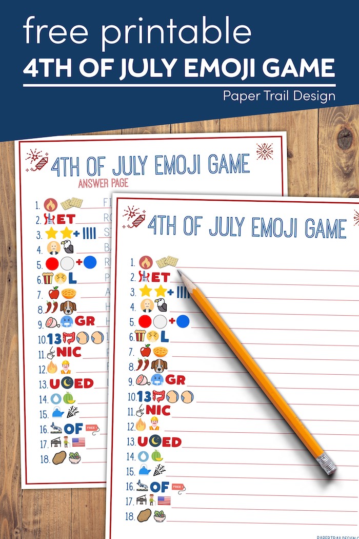 Free Printable 4th of July Game - Emoji - Paper Trail Design