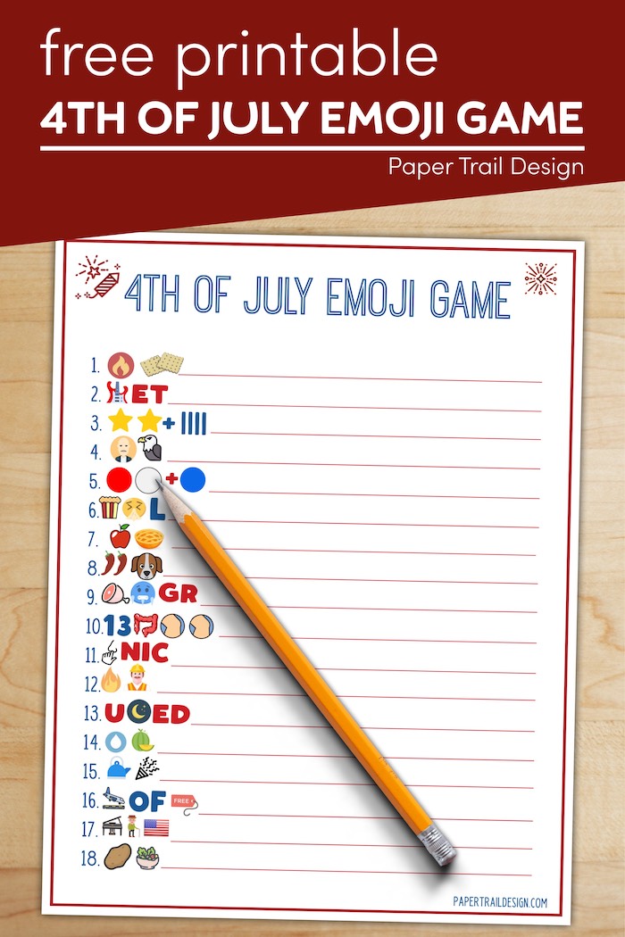 Free Printable 4th of July Game - Emoji - Paper Trail Design