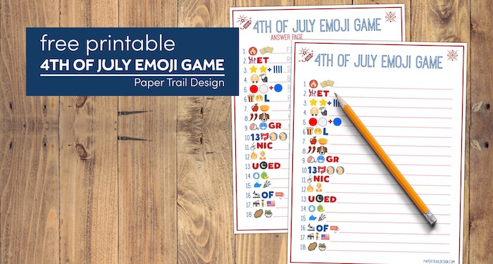 Free Printable 4th of July Game - Emoji - Paper Trail Design
