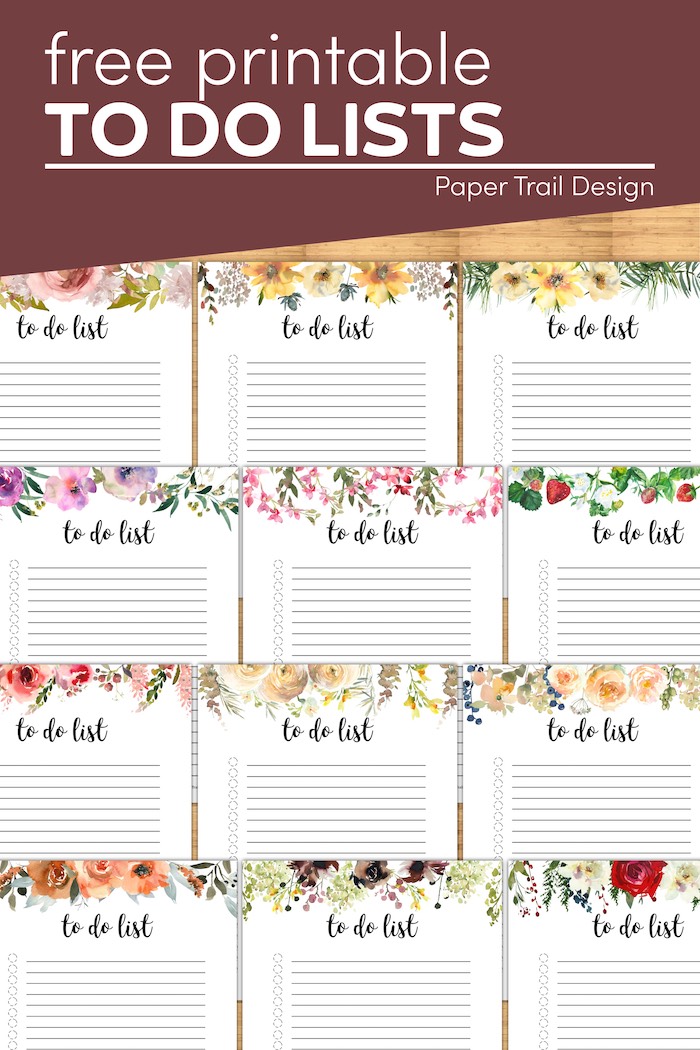Floral Free Printable To Do List - Paper Trail Design