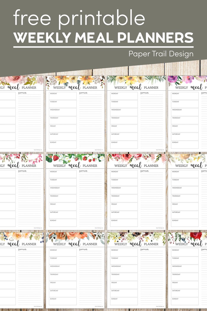Floral Weekly Meal Planner Template - Paper Trail Design