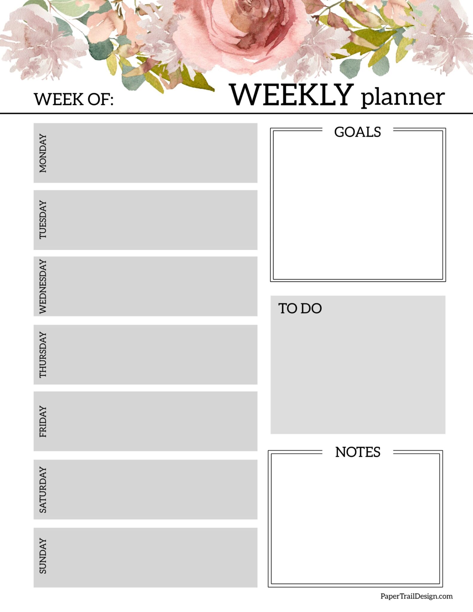 Floral Weekly Planner Template - Paper Trail Design Floral Weekly Planner Template - Paper Trail Design