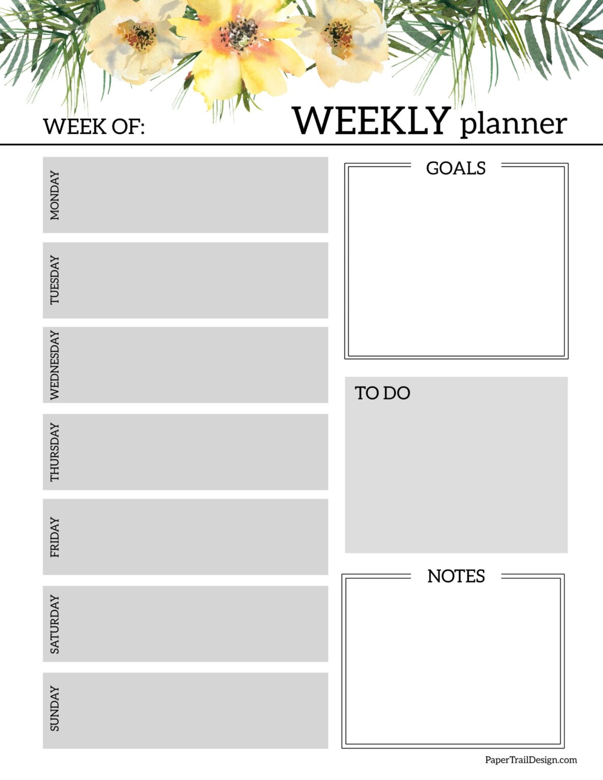 Floral Weekly Planner Template - Paper Trail Design