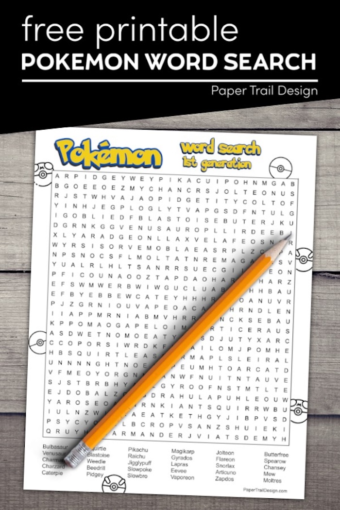 Pokémon Word Search Printable - Paper Trail Design
