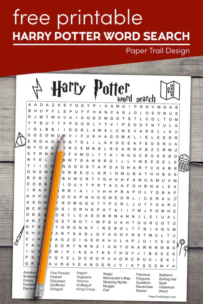 Harry Potter Word Search - Paper Trail Design