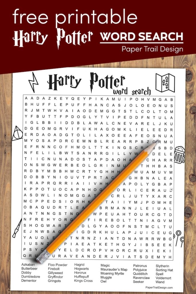 Harry Potter Word Search - Paper Trail Design
