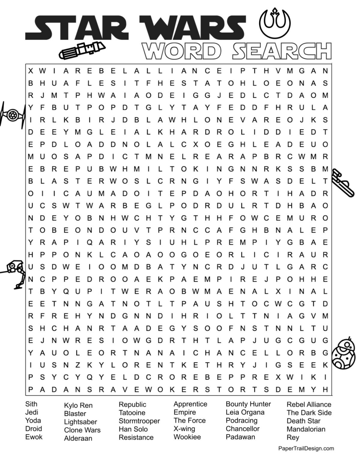 Star Wars Word Search - Paper Trail Design