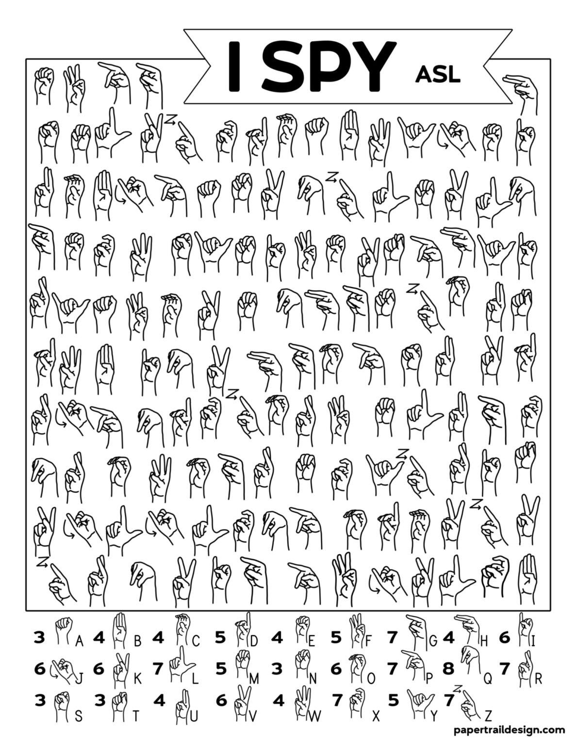 Free Printable I Spy ASL Alphabet Activity - Paper Trail Design