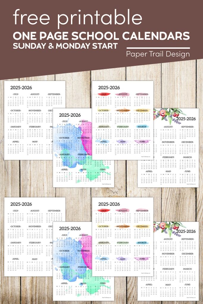 2025-2026 School Year Calendar Free Printable - Paper Trail Design