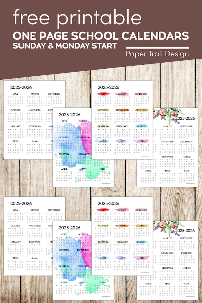 2025-2026 School Year Calendar Free Printable - Paper Trail Design