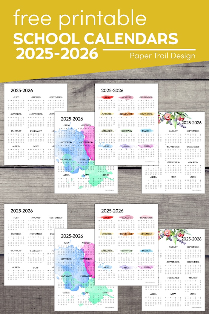 2025-2026 School Year Calendar Free Printable - Paper Trail Design