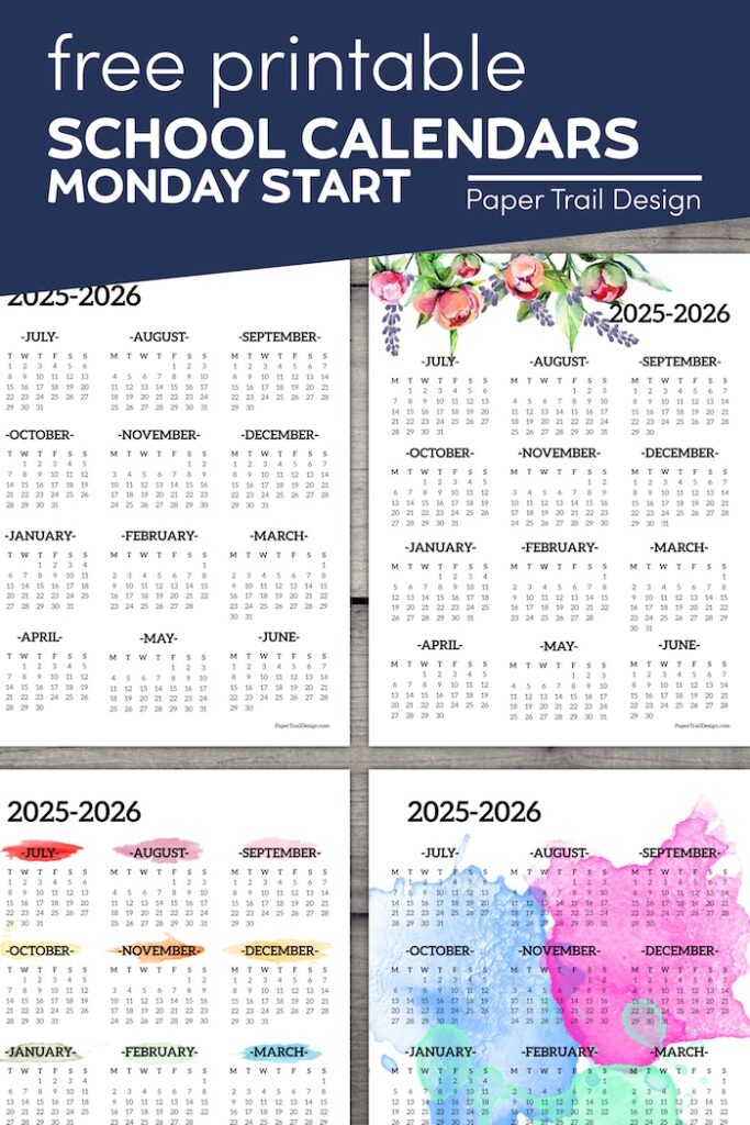 2025-2026 School Year Calendar Free Printable - Paper Trail Design