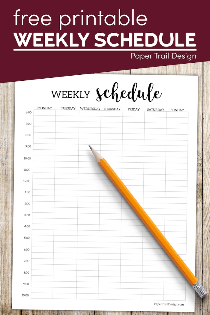 Weekly Schedule Template - Paper Trail Design