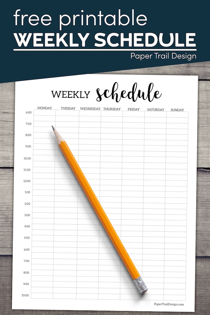 Weekly Schedule Template - Paper Trail Design