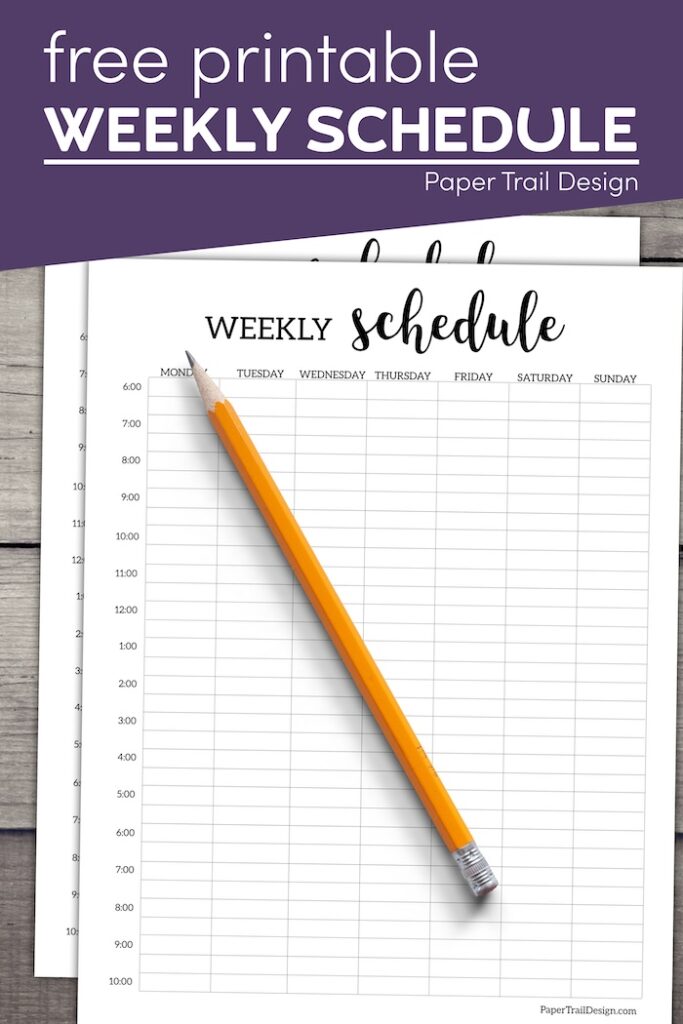 Weekly Schedule Template - Paper Trail Design