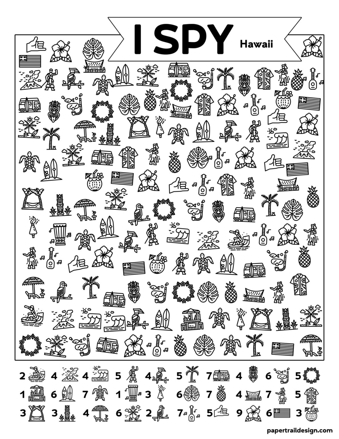 Free Printable I Spy Hawaii Activity - Paper Trail Design