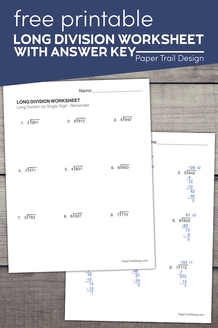 Long Division Worksheets - Paper Trail Design