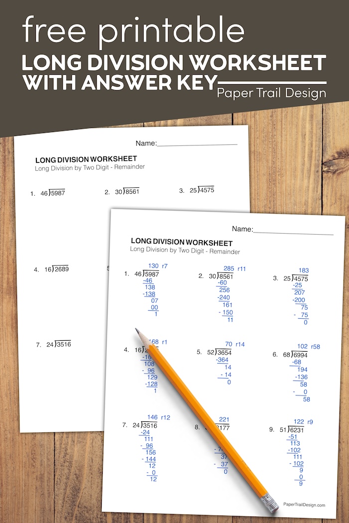 Long Division Worksheets - Paper Trail Design