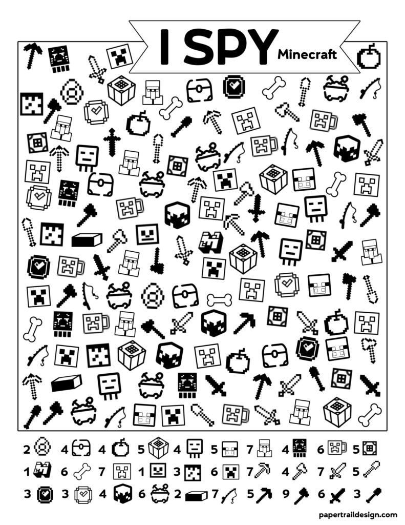 Free Printable I Spy Minecraft - Paper Trail Design