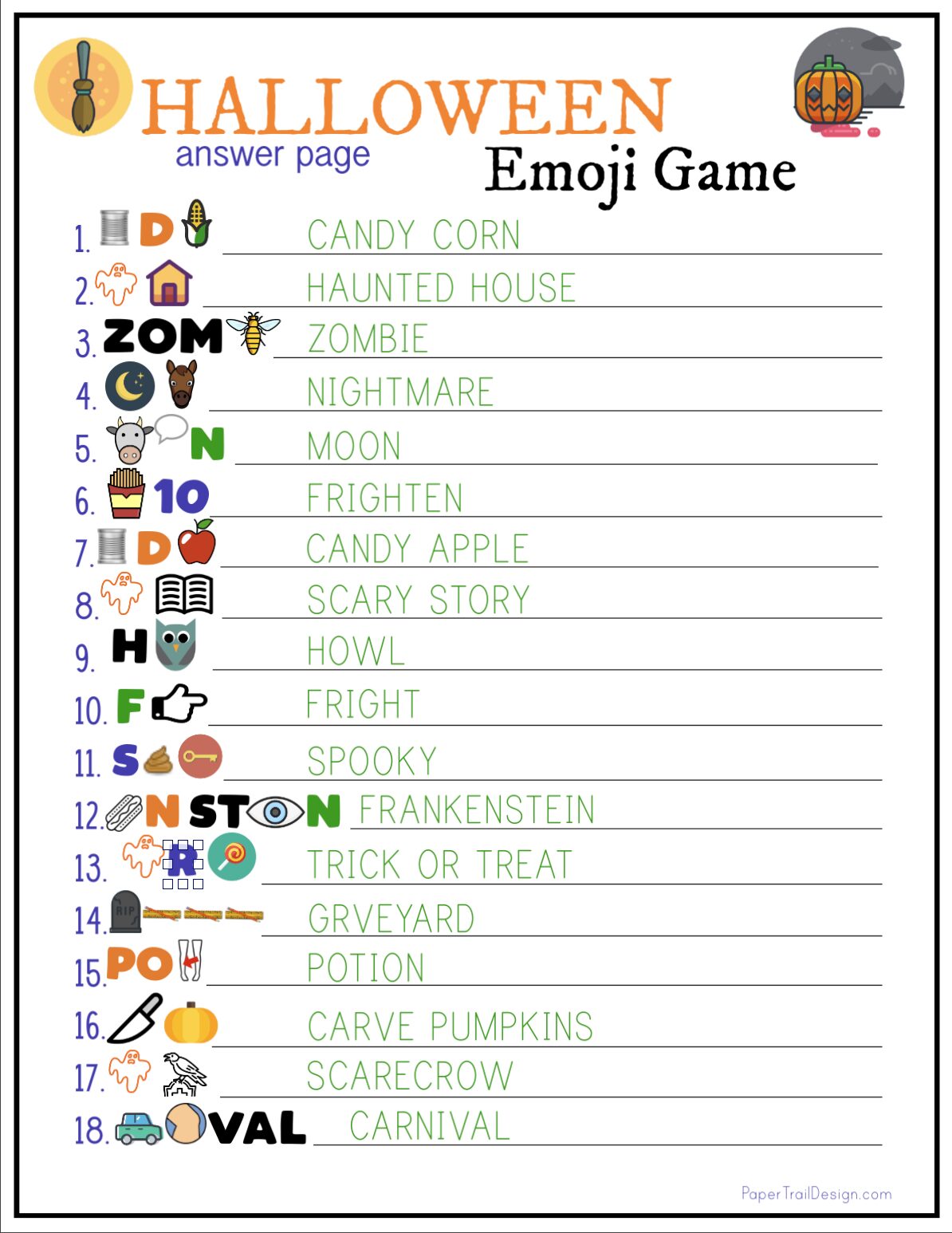 Halloween Emoji Game - Paper Trail Design