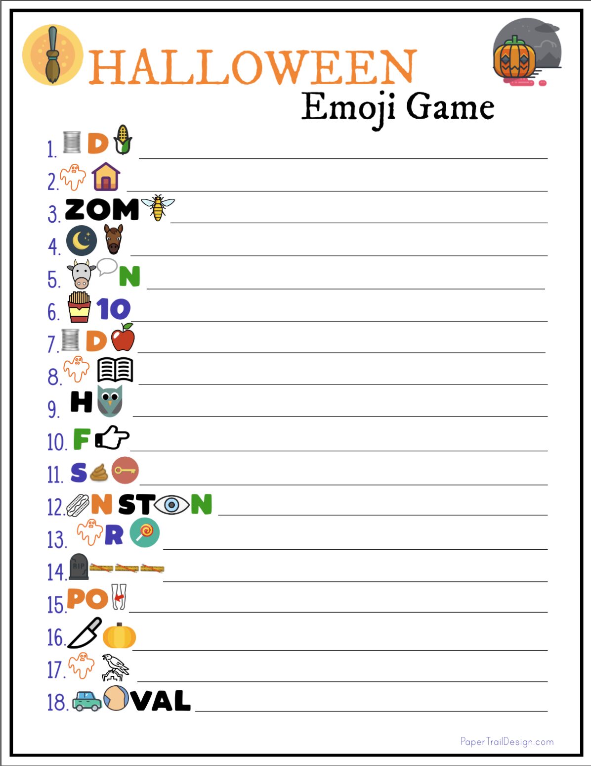Halloween Emoji Game - Paper Trail Design