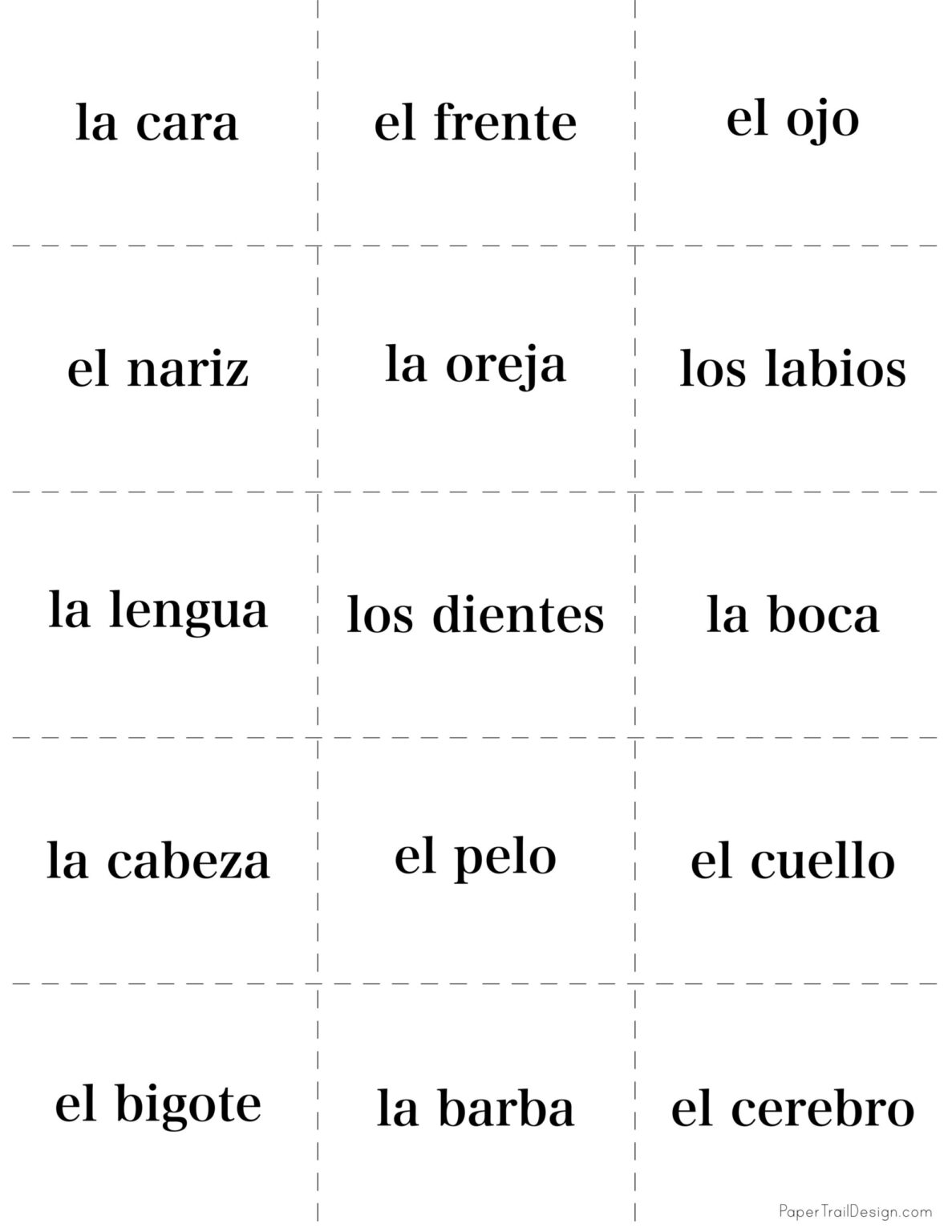 Spanish Flashcards - Paper Trail Design