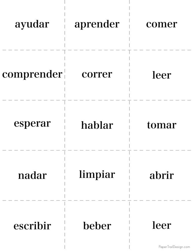 Spanish Flashcards - Paper Trail Design