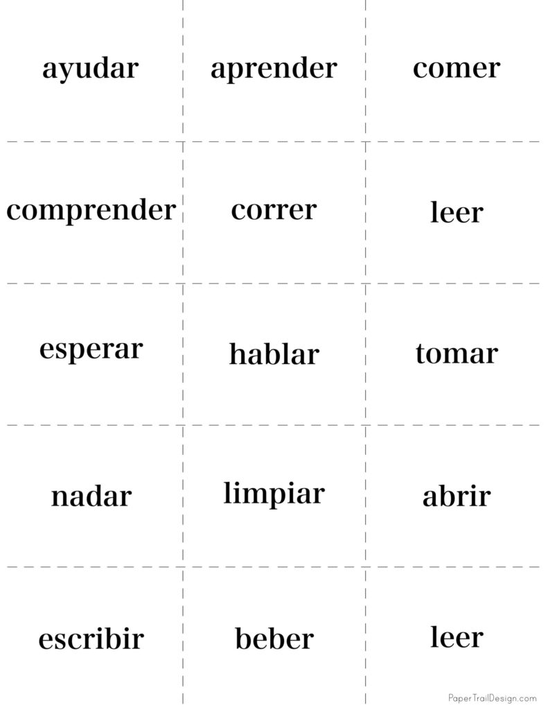 Spanish Flashcards - Paper Trail Design