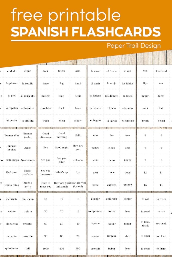 Spanish Flashcards - Paper Trail Design