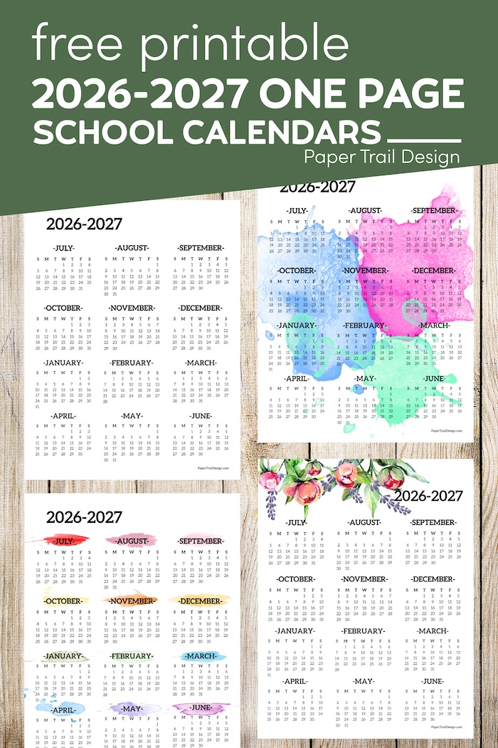 2026-2027 School Year Calendar Free Printable - Paper Trail Design