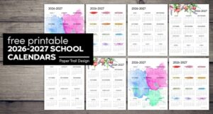 2026-2027 School Year Calendar Free Printable - Paper Trail Design