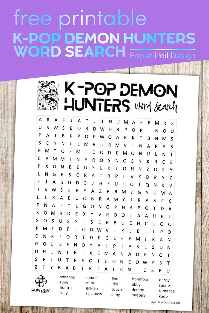 K-Pop Demon Hunters Printable Word Search - Paper Trail Design